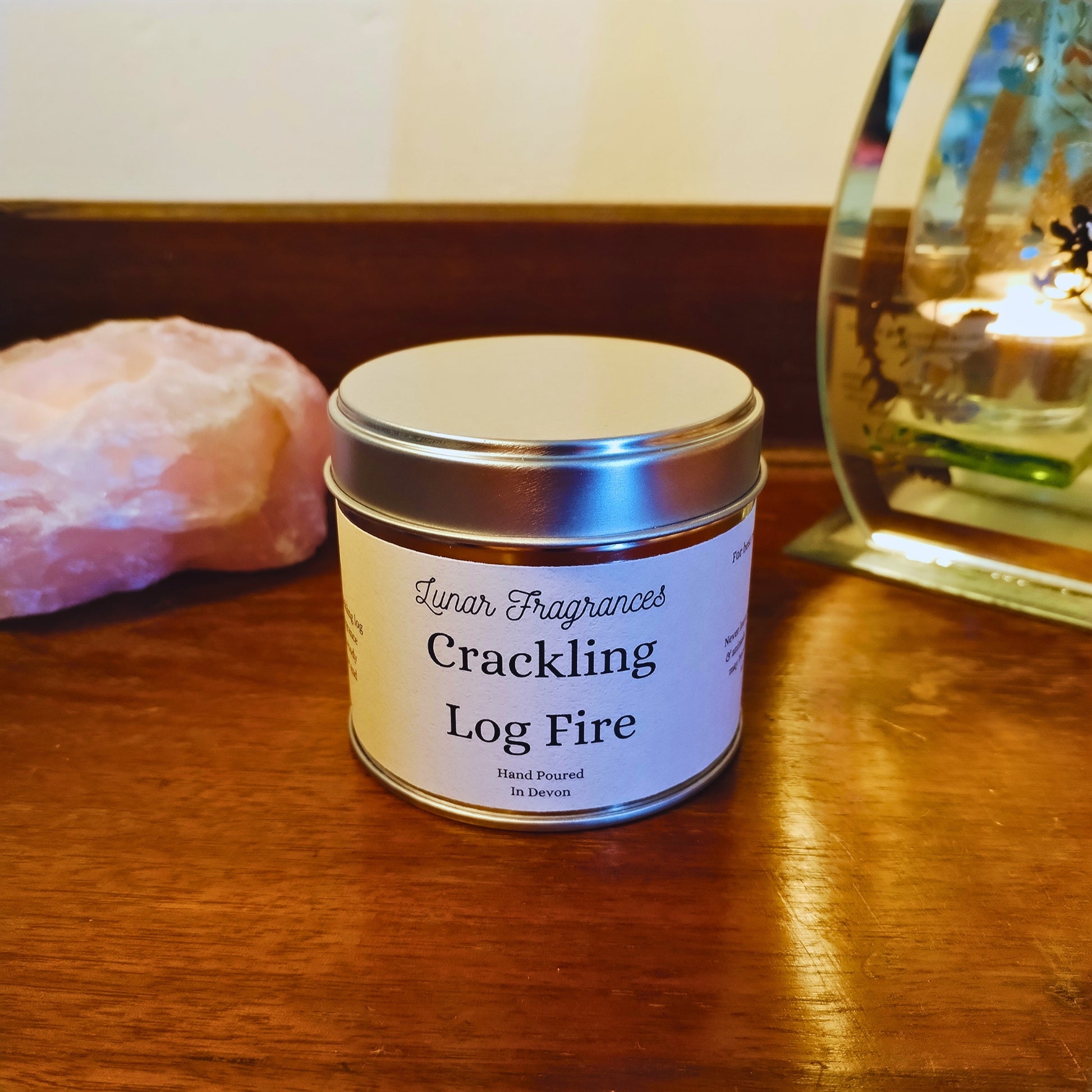 Crackling Log Fire Soy Wax Tin Candle | 2 For £16 - Lunar Fragrances
